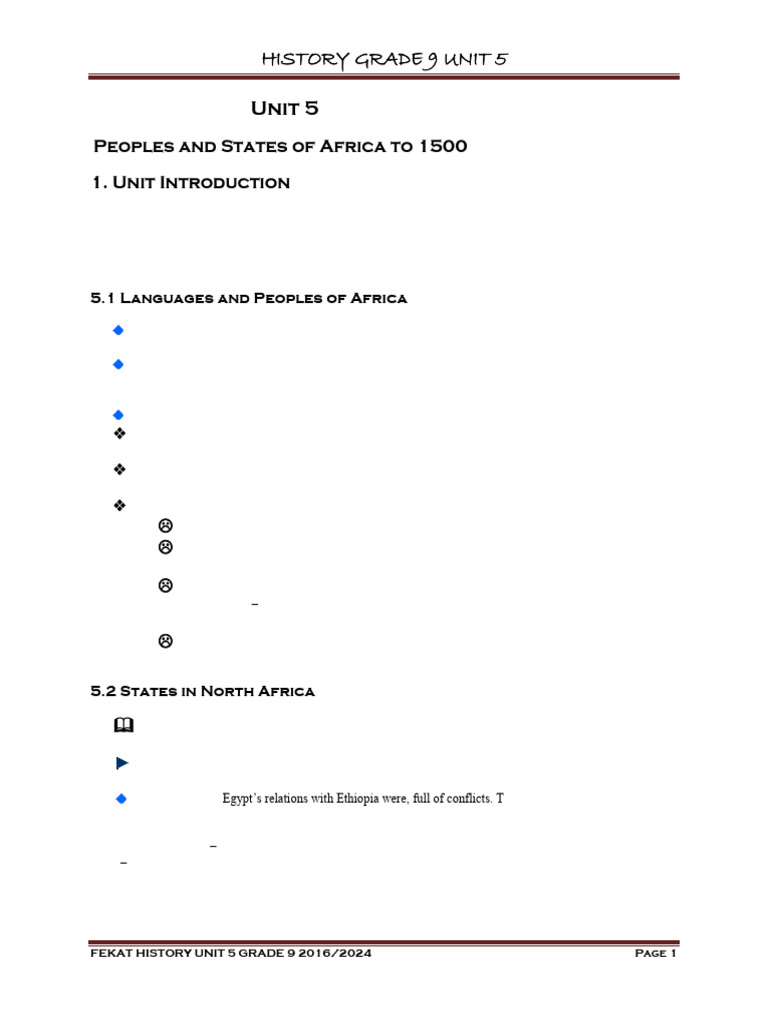 HISTORY GRADE 9 UNIT 5(1)(1) | PDF | Africa | West Africa