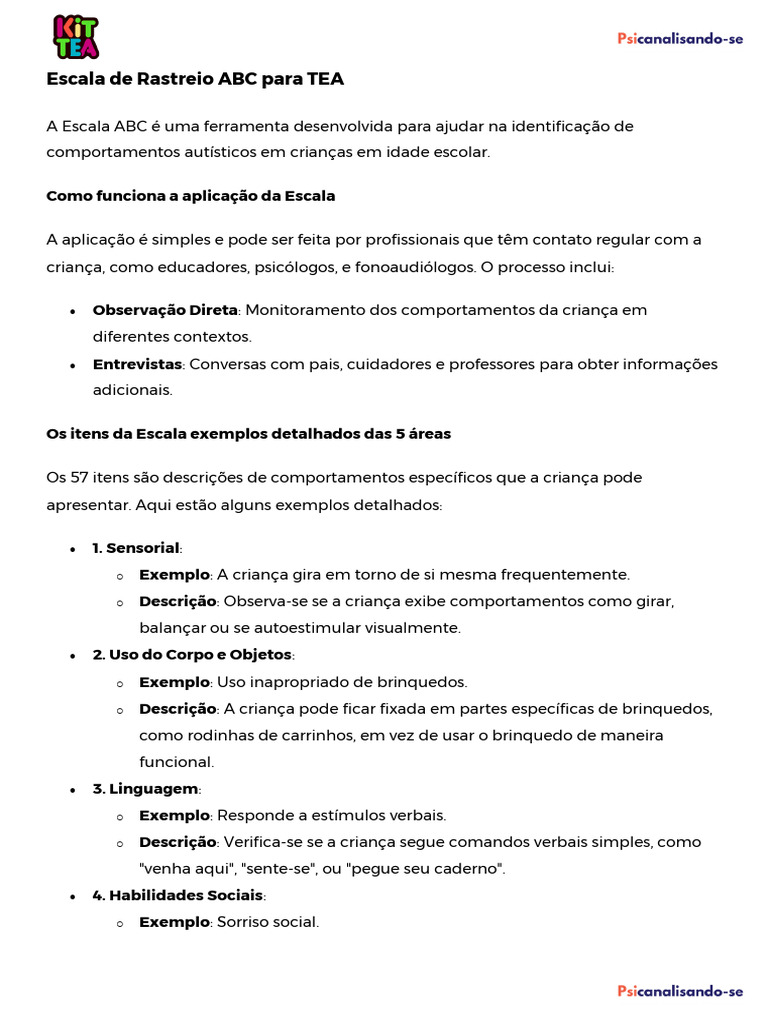 Escala de Rastreio ABC para TEA | PDF | Autismo