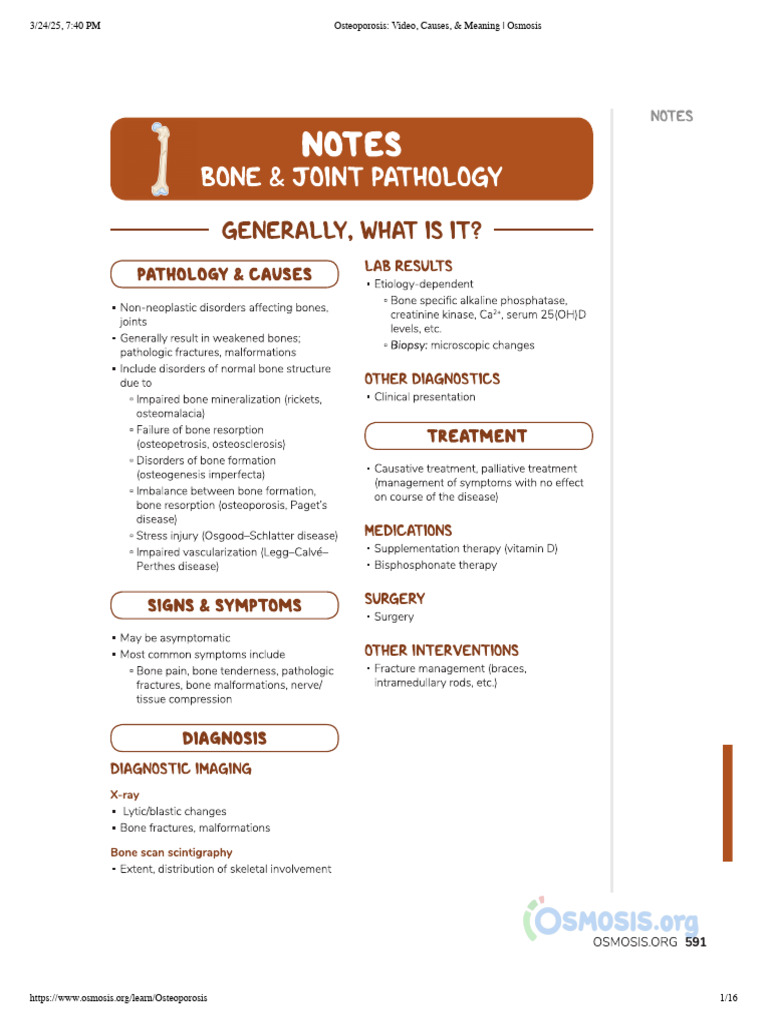Osteoporosis Overview by Osmosis | PDF