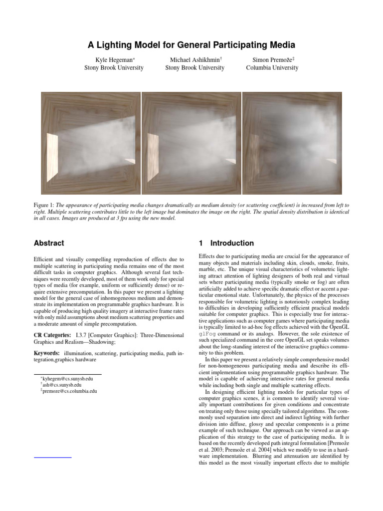 A Lighting Model For General Participating Media | PDF | Rendering (Computer Graphics) | Texture ...