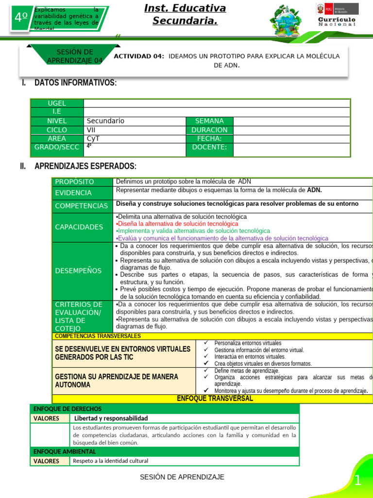 C-4º SES ACT 4-CYT-UND 6 | PDF | Aprendizaje | Adn
