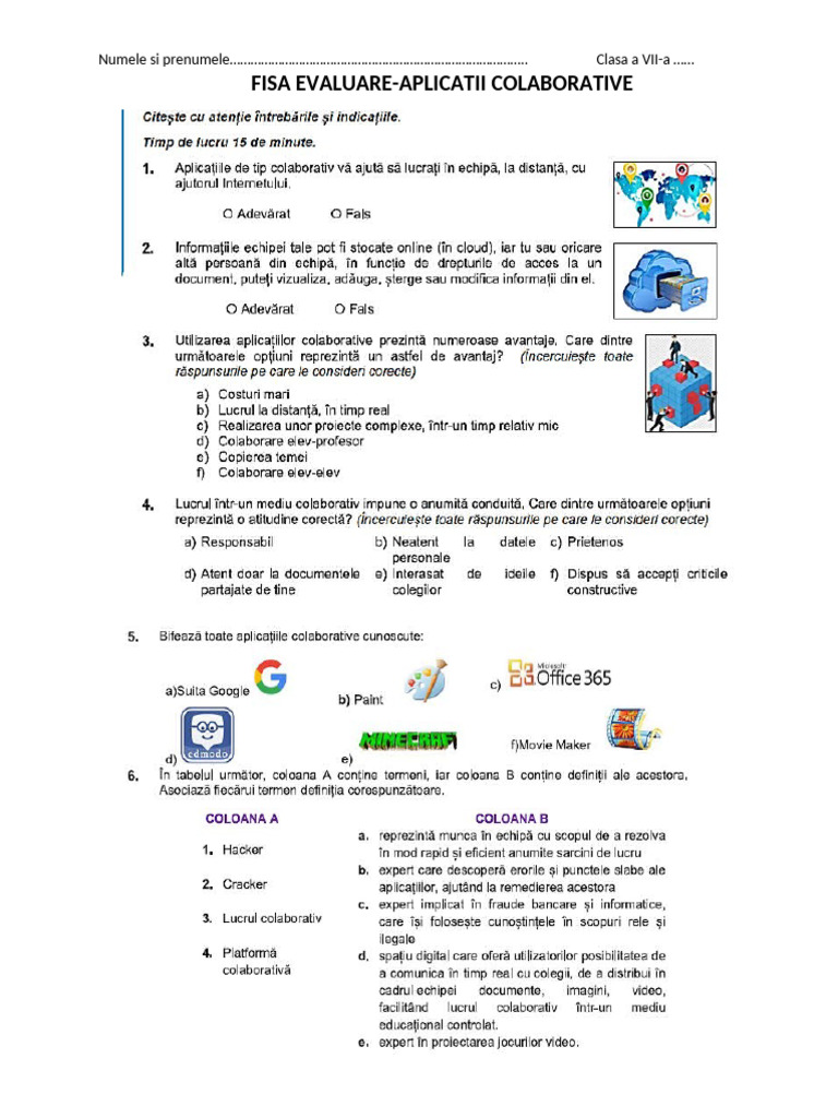 FISA EVALUAREsi Barem Aplicatii Colaborative | PDF