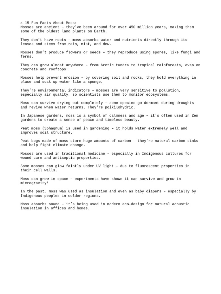 ? 15 Fun Facts About Moss | PDF