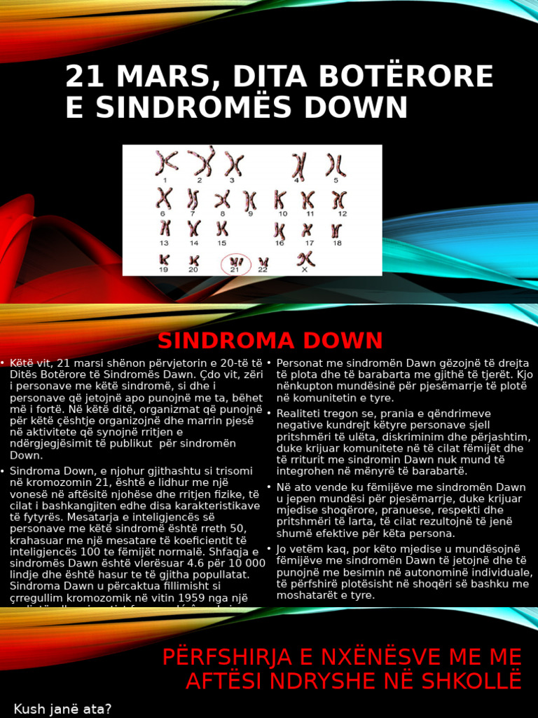 21 Mars, Dita Botërore e Sindromës DOWN | PDF