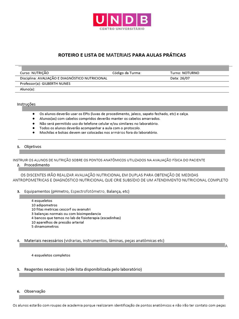 Aula 1 Avd Modelo e Lista de Materiais para Aulas Práticas | PDF