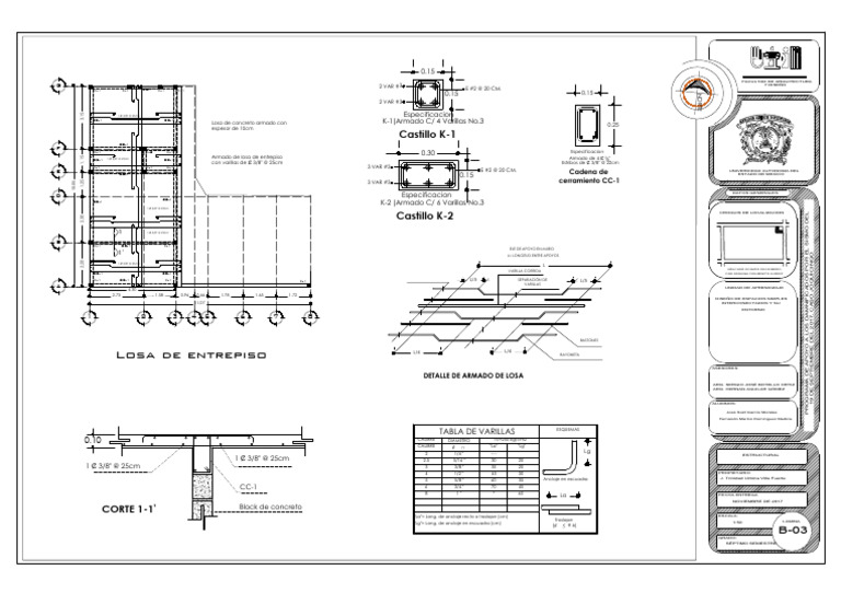 Losa de Entrepiso: Castillo K-1 | PDF