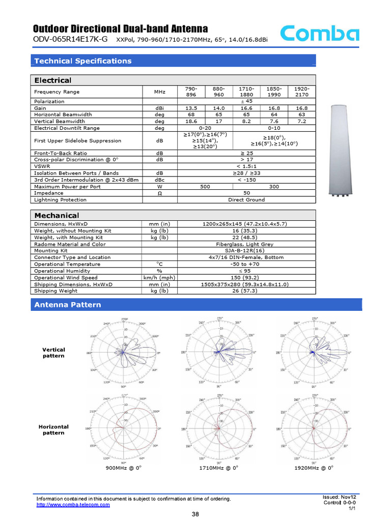 Outdoor Dual-band Antenna ODV-065R | PDF | Electronics | Broadcasting
