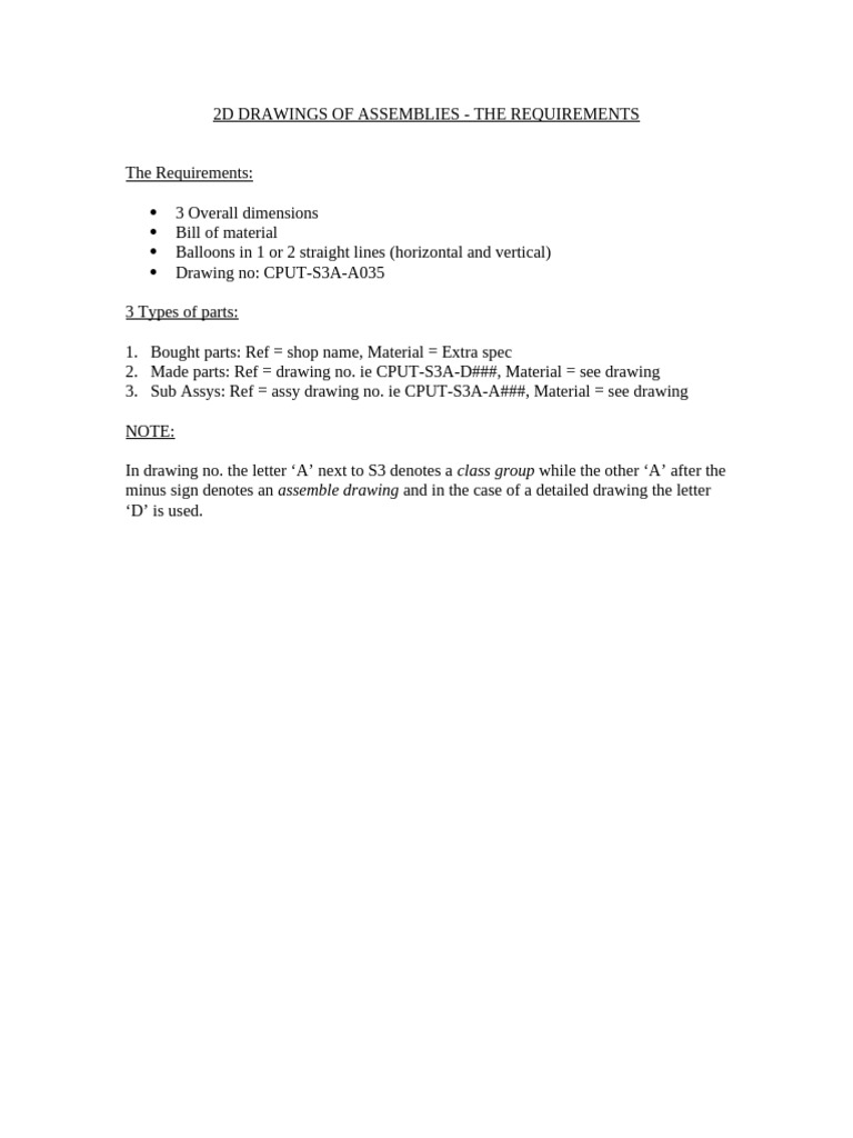 2D Assembly Drawing Requirements Guide | PDF