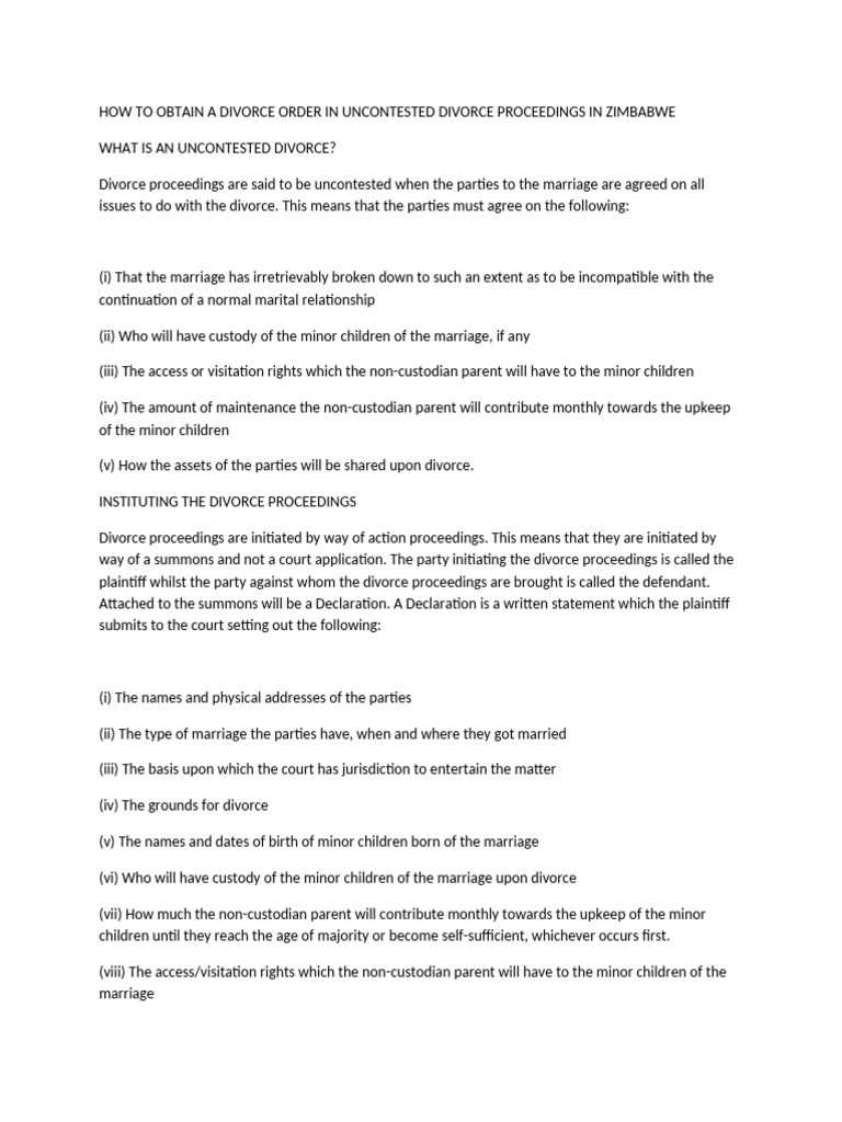 Uncontested Divorce Proceedings | PDF | Divorce | Summons