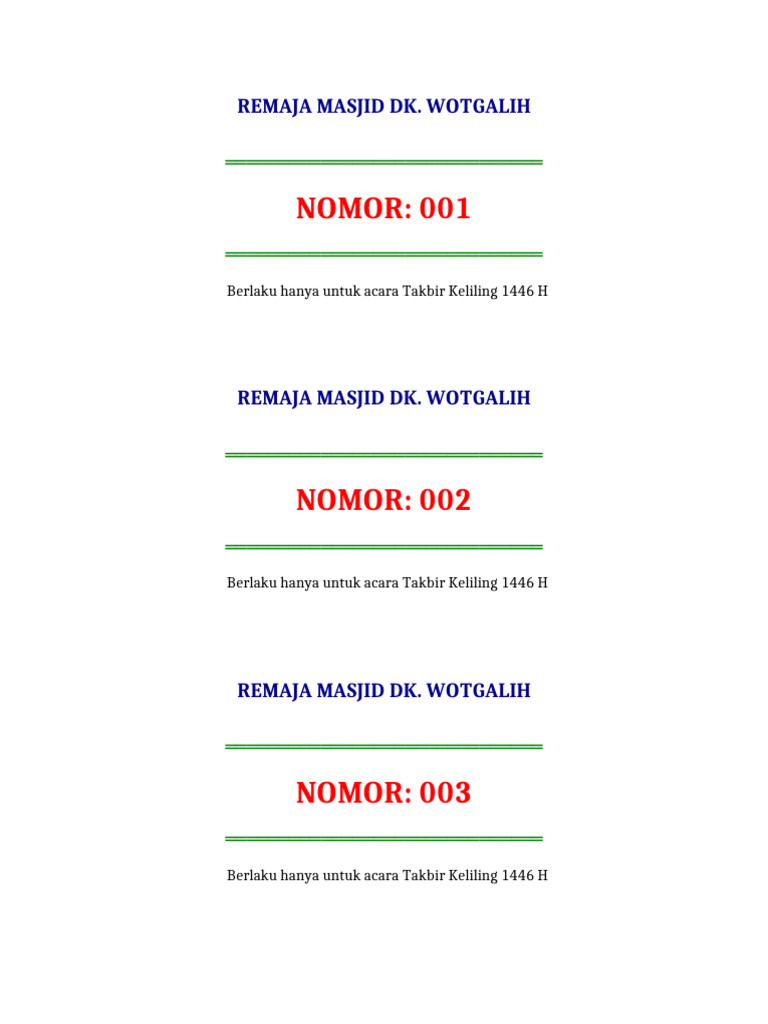 Kupon Takbir Keliling Desain | PDF