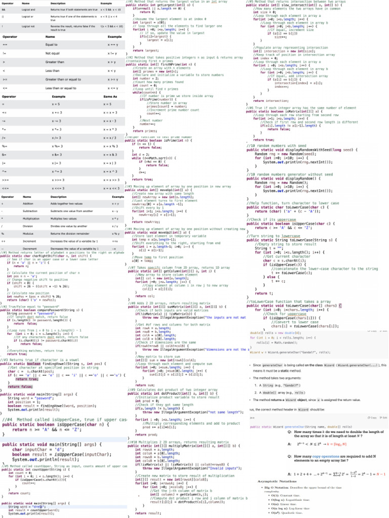 Cheat Sheet Midterm 1 Comp250 | PDF