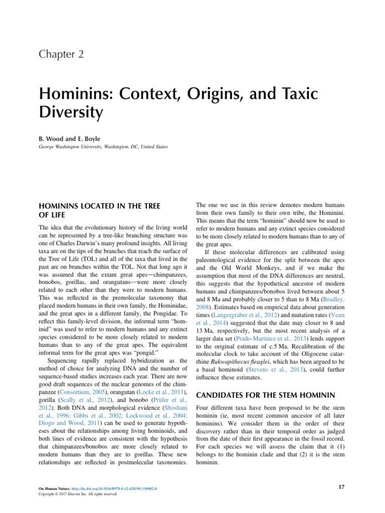 Chapter 2 - Hominins Context Origins and Taxic Divers - 2017 - On Human ...