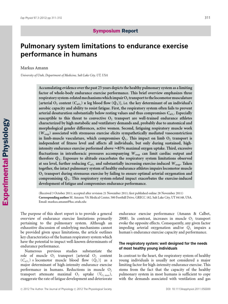 (2012) Experimental Physiology - 2012 - Amann - Pulmonary System ...
