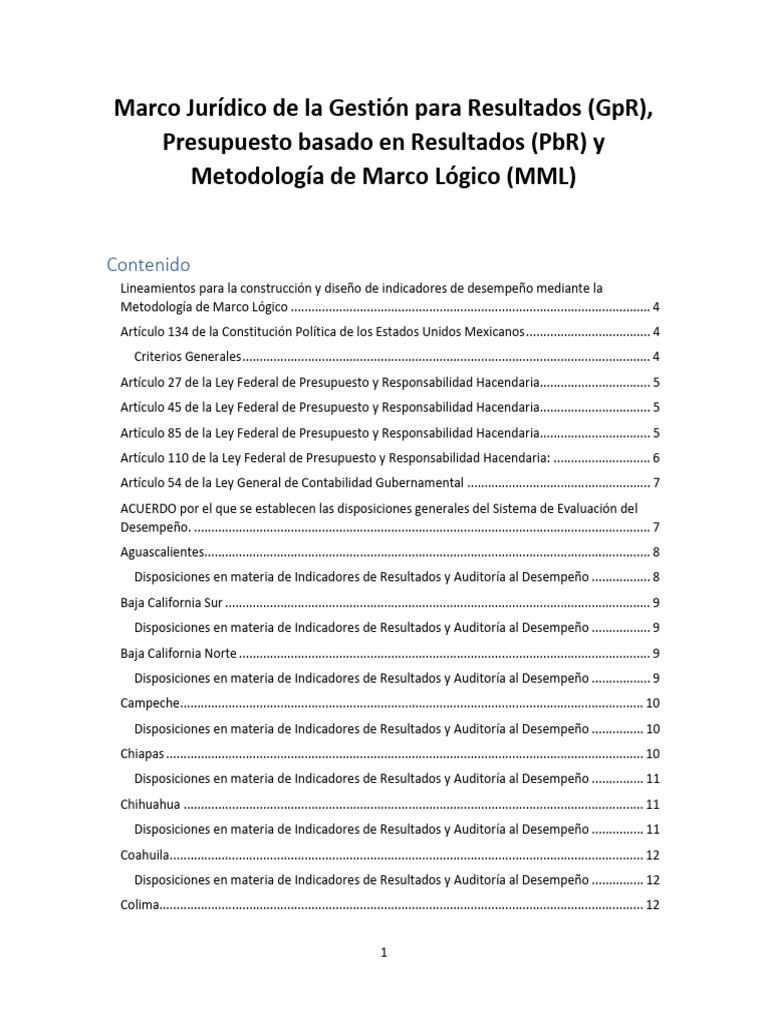 Marco Jurídico de GpR y PbR en México | PDF | Presupuesto | Auditoría