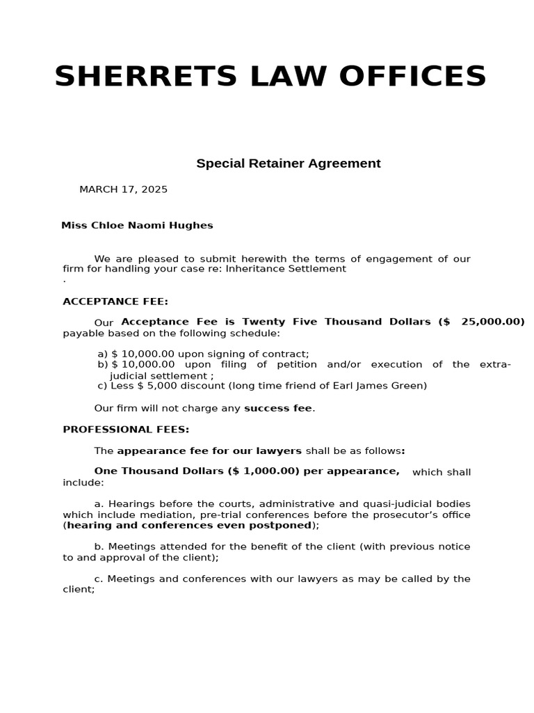 Special Retainer Agreement | PDF