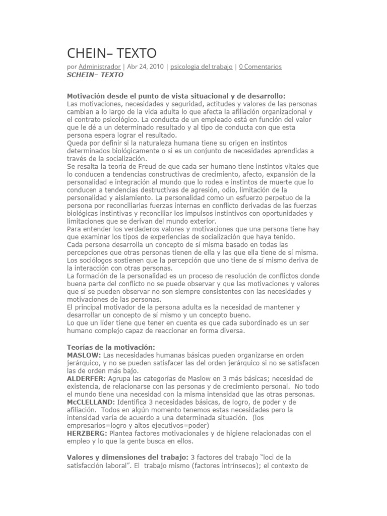 Microsoft Word - sCHEIN | PDF | Liderazgo | Motivación