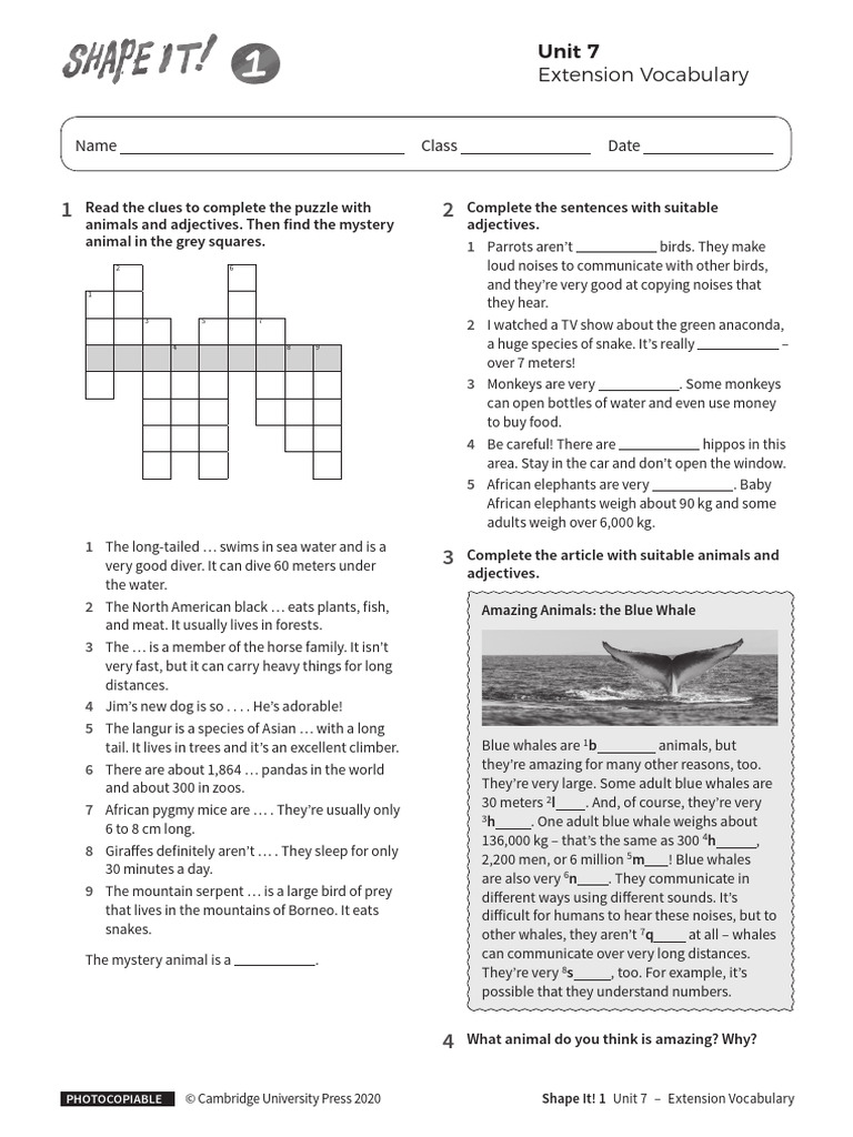Vocabulary Extension Unit7 Without Answers | PDF | Zoology
