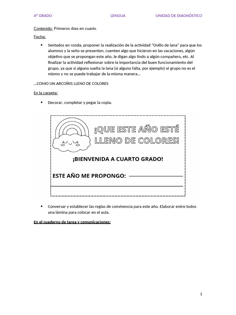 Diagnóstico de Lengua 4º Grado: Actividades | PDF | Lingüística