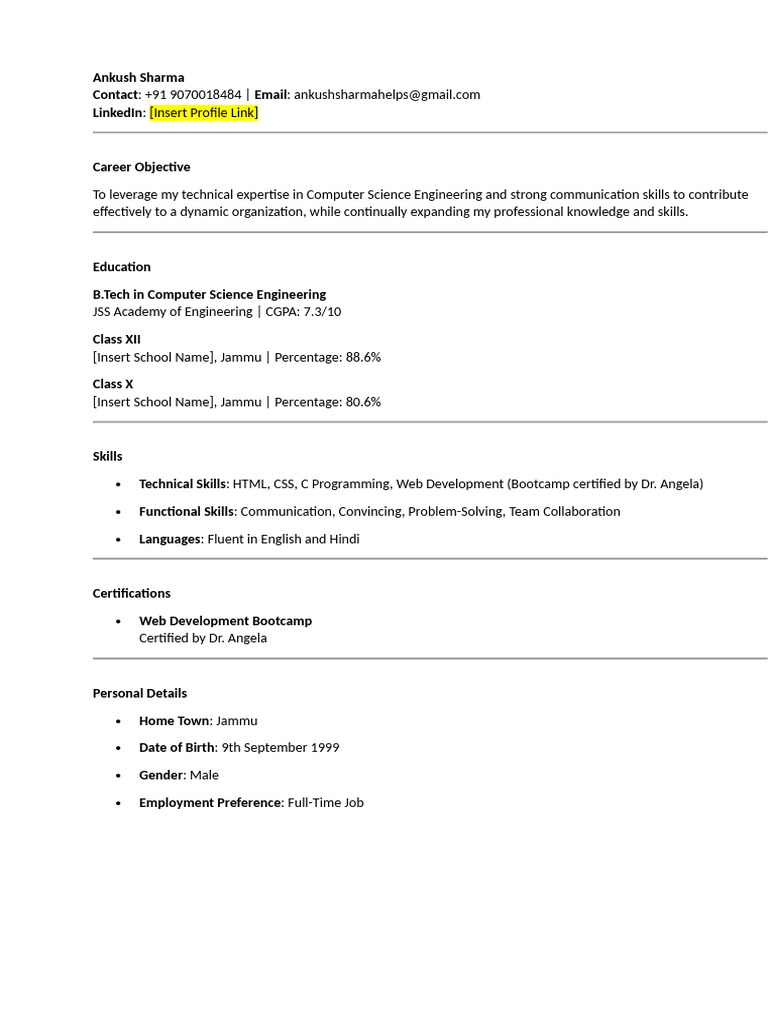 Ankush Sharma Resume | PDF