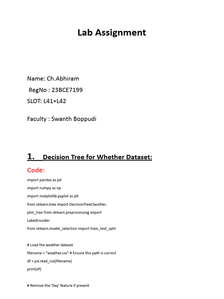 23BCE7199 ML Lab Assignment | PDF | Mean Squared Error | Applied Mathematics