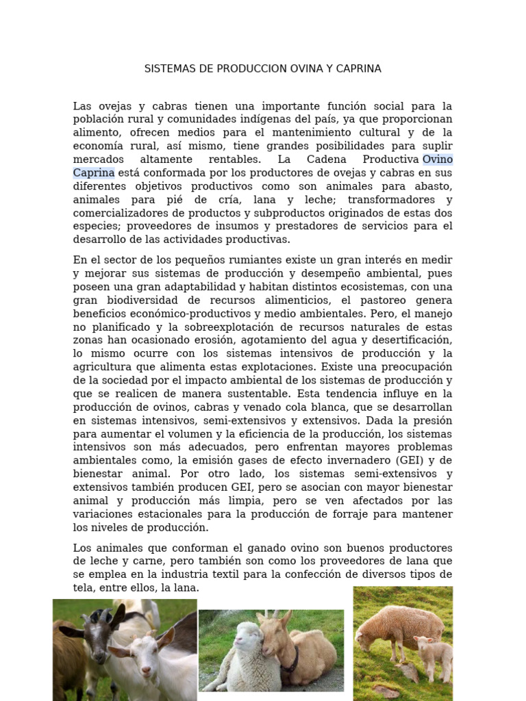 Sistemas de Produccion Ovina y Caprina | PDF