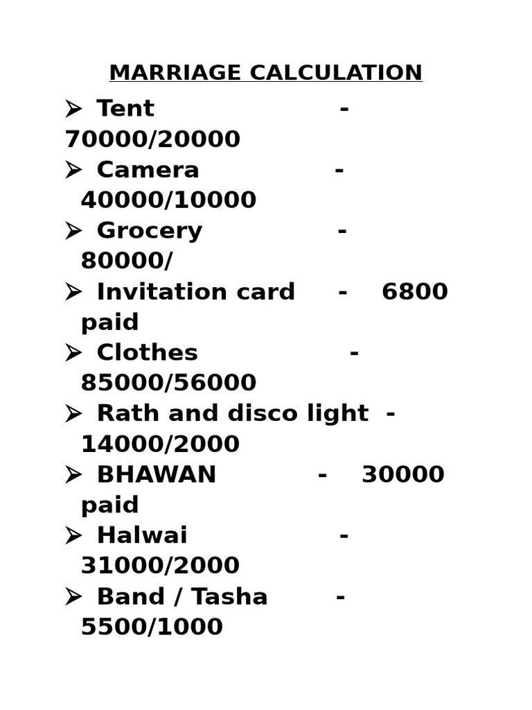 Marriage Calculation | PDF