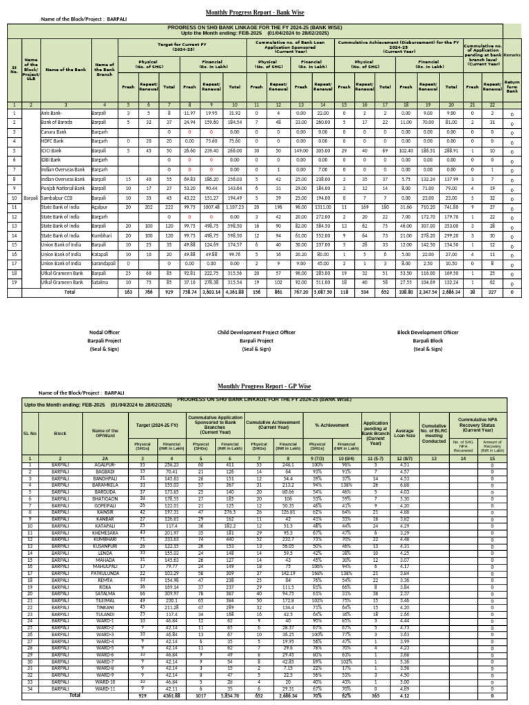 Bank Linkge MPR - Feb-2025.03.17 | PDF | Banks | Gender And Hinduism