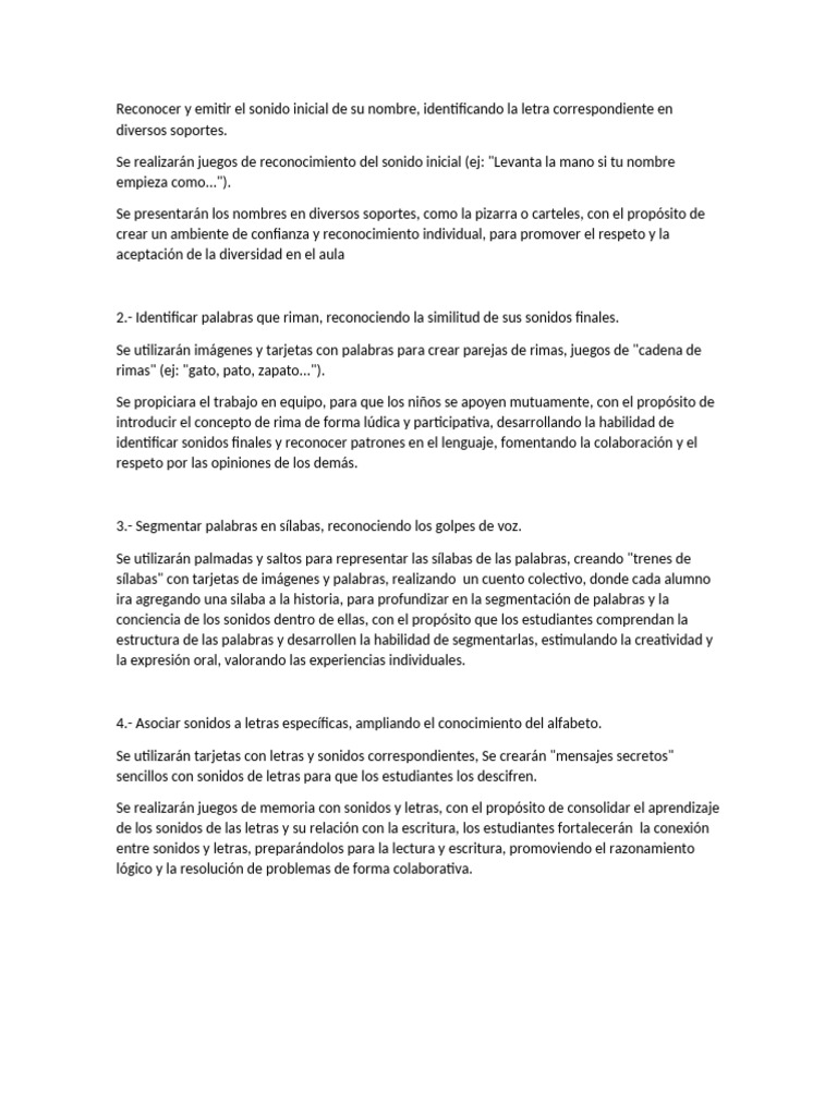 Reconocer y Emitir El Sonido Inicial de Su Nombre | PDF | Sílaba | Palabra