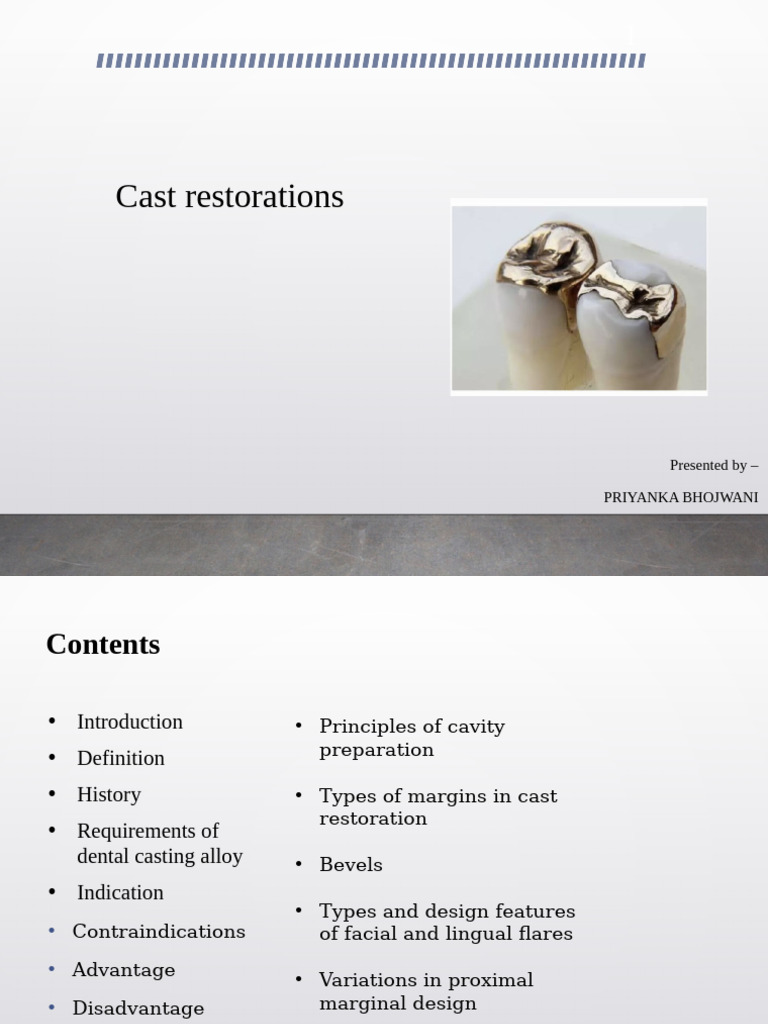 Overview of Cast Restorations in Dentistry | PDF | Dentistry Branches ...