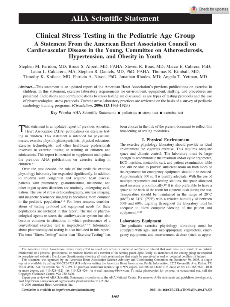 Pediatric Stress Testing Guidelines | PDF | Blood Pressure ...