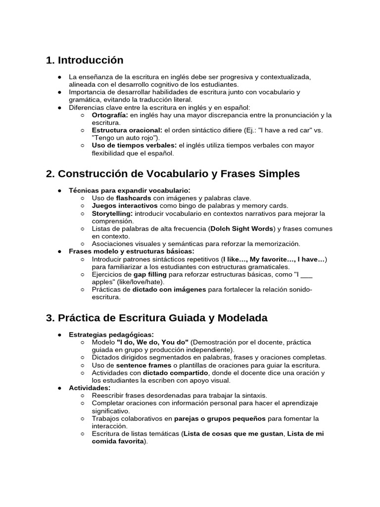 Escritura en La Lengua Extranjera | PDF | Oración (Lingüística ...