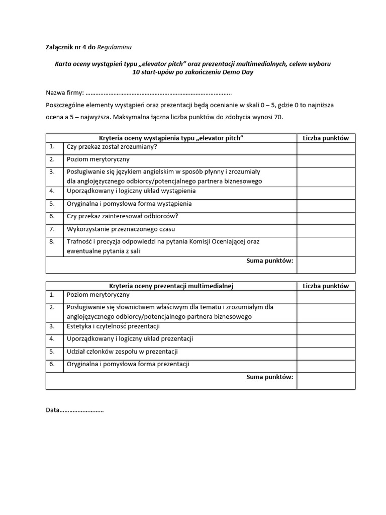 NCBR_NAP_zal_nr_4_-_karta_oceny_wystąpień_i_prezentacji | PDF