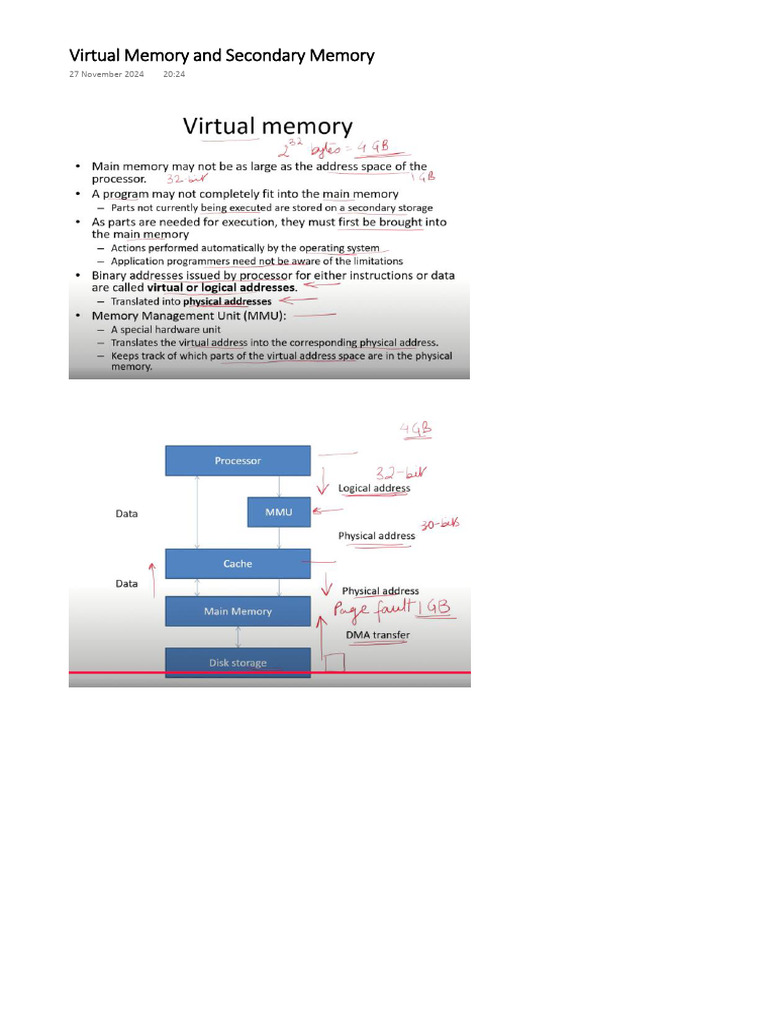 Virtual Memory And Secondary Memory Pdf Computer Data Storage