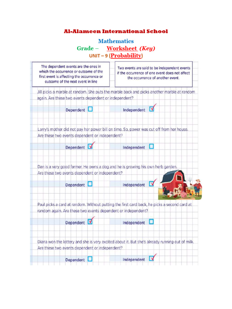 Grade 5 Probability Worksheet Key | PDF