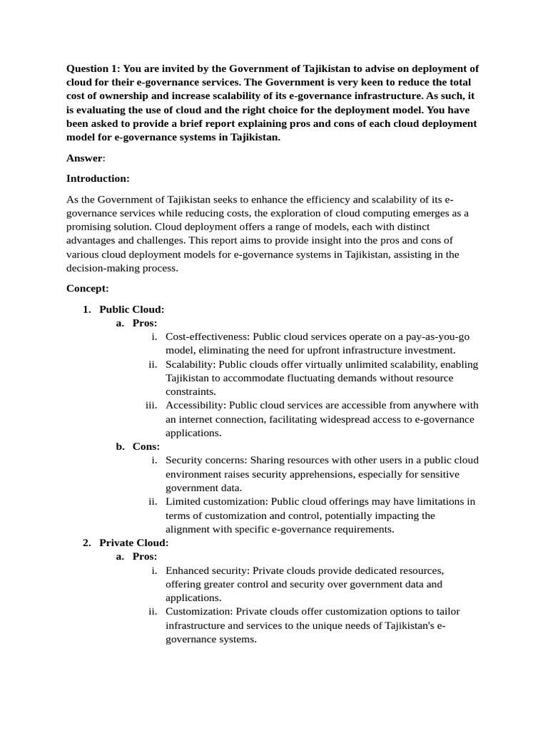 Cloud Solutions for Tajikistan E-Governance | PDF | Cloud Computing ...