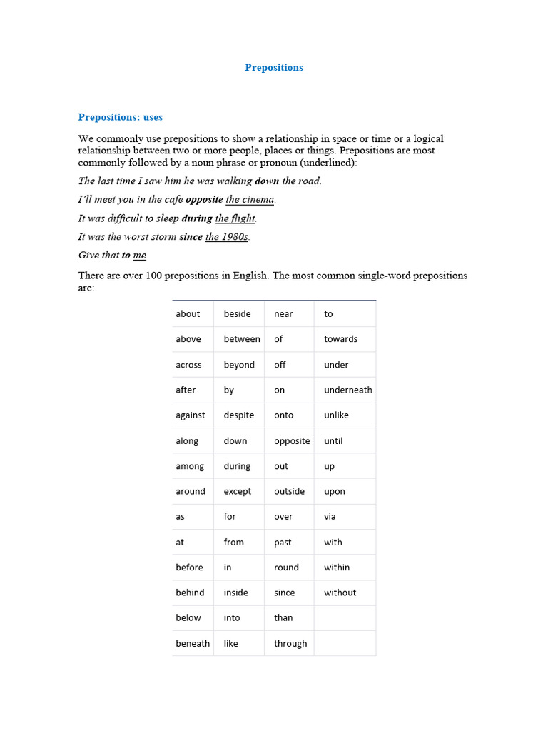 uses prepositions | PDF | Linguistics | Syntax