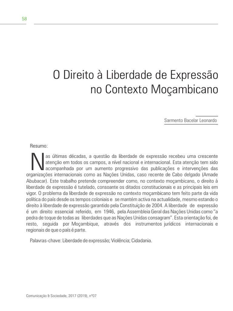 Liberdade de Expressão em Moçambique | PDF | Liberdade de expressão ...