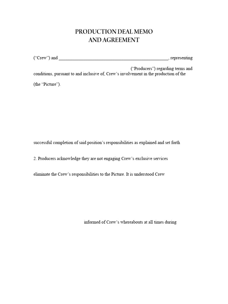 Micro-Budget CREW CONTRACT | PDF | Legal Liability | Business Law