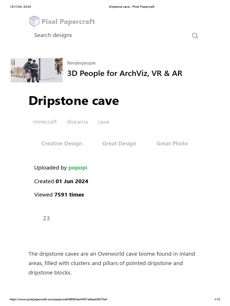 Dripstone Cave Papercraft Design | PDF