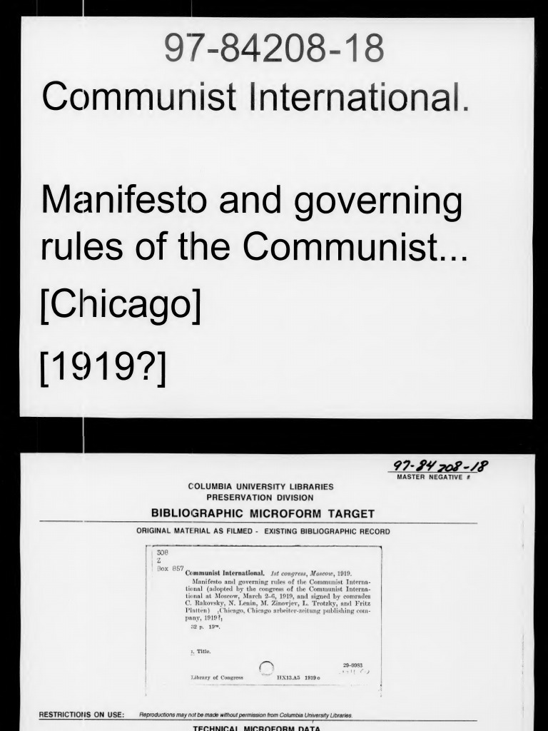 Communist International Manifesto 1919 | PDF | Bourgeoisie | Communism