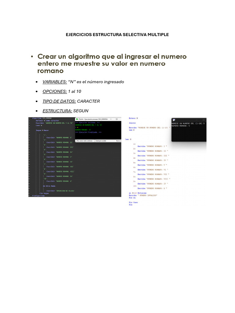 Ejercicios de Estructura Selectiva | PDF
