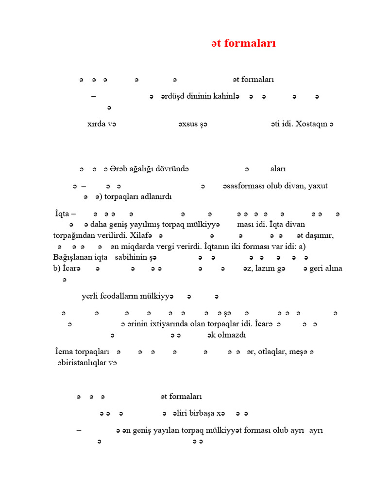 Tarixde Torpaq Mulkiyyet Formalari | PDF
