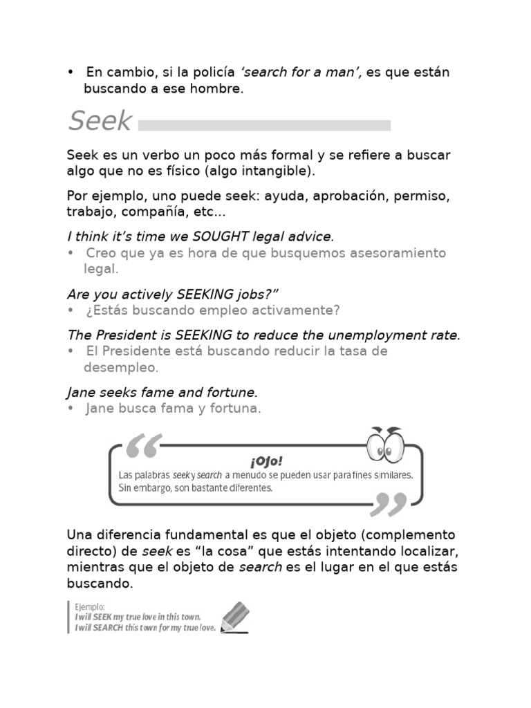 Diferencias entre "Seek" y "Search" | PDF