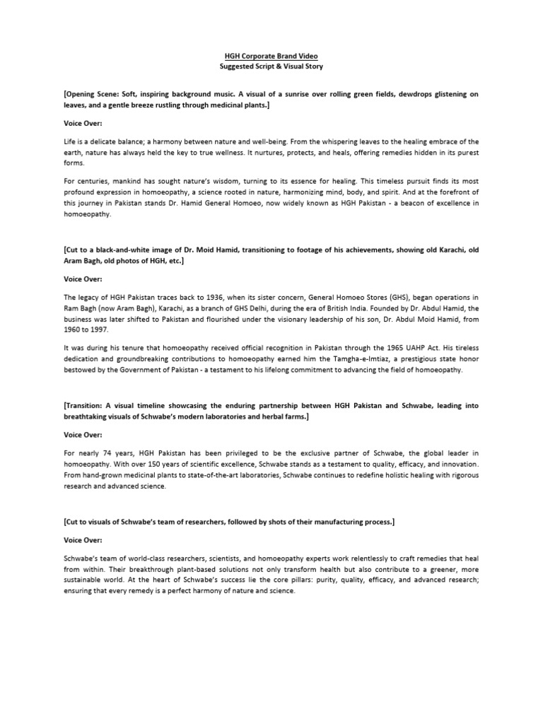 HGH Corporate Video Script & Visual Story First Cut | PDF | Alternative ...