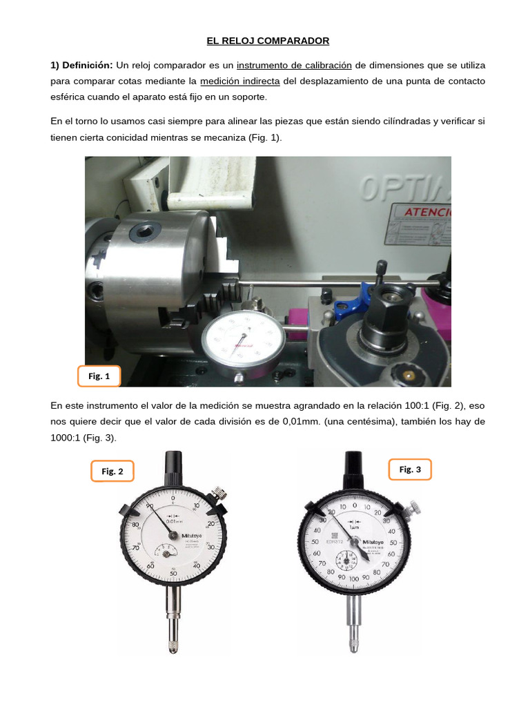 Reloj Comparador: Uso y Accesorios | PDF | Herramientas
