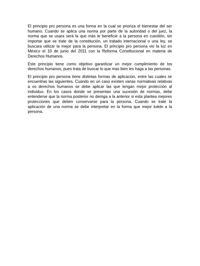 Principio Pro Persona y Derechos Humanos | PDF