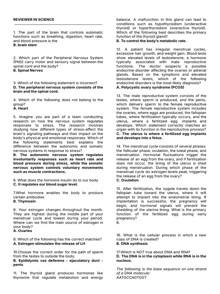 science exam (di sya official, thiz is just a random exam) | PDF ...