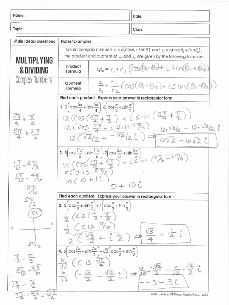 Notes Mult Div Complex Numbers | PDF