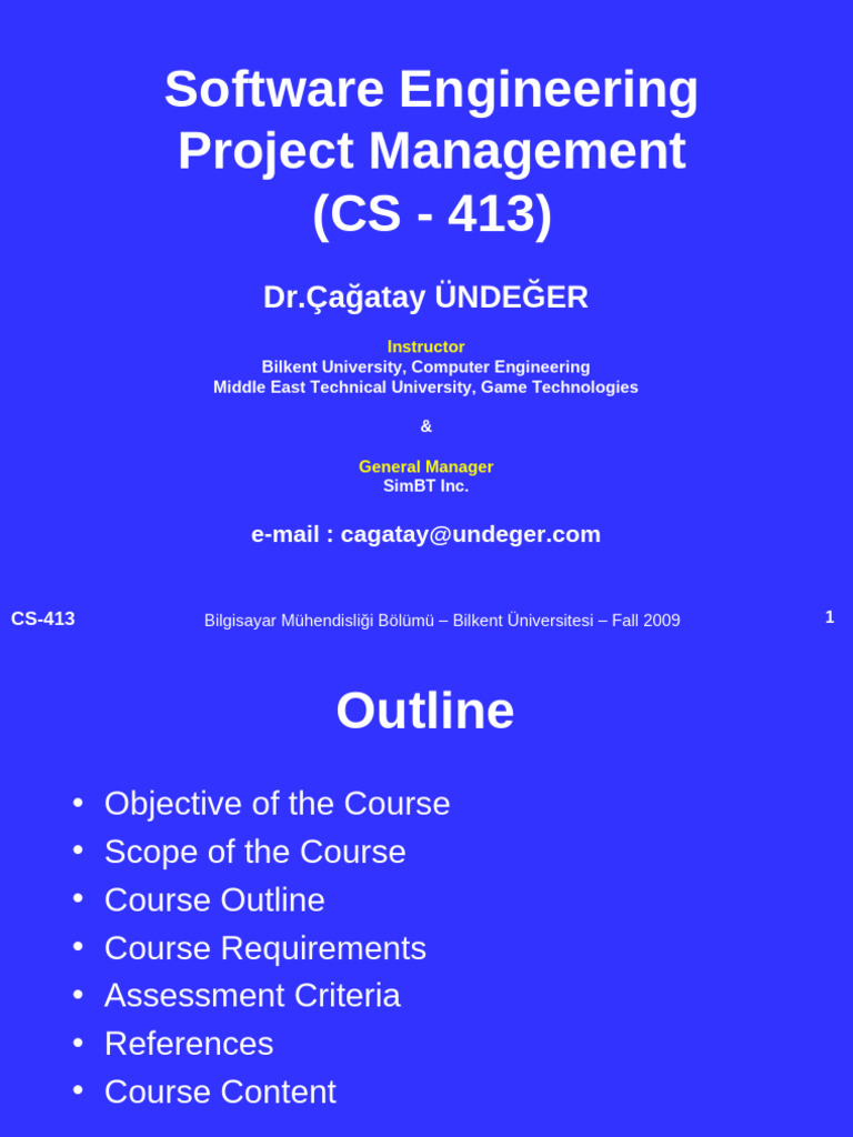 CS413 Sunumu 01 Couse Introduction | PDF | Project Management | Business