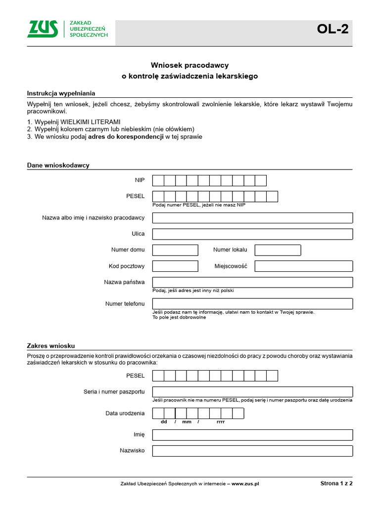 OL-2 - Do Wydruku I Wypelnienia | PDF